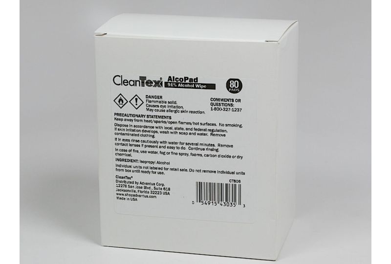 CleanTex 806 Alcohol-saturated pad (80 pads/box)