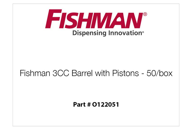Fishman 3cc Syringe Barrel with Pistons - 50/box
